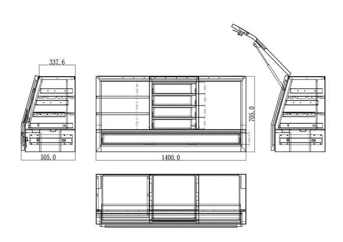 Aluminium 5 Drawer Tool Box - 1400mm Without FEET – Magnum MFG